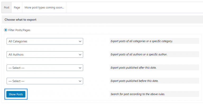 How-to: Bulk Export Posts or Pages in WordPress with Backup & Migration Free | WPvivid Plugins ...