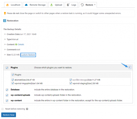 How-to: Restore A WordPress Multisite Network with Backup & Migration Pro | WPvivid Plugins ...