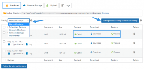 Overview: Backups & Restoration | WPvivid Plugins Documentation